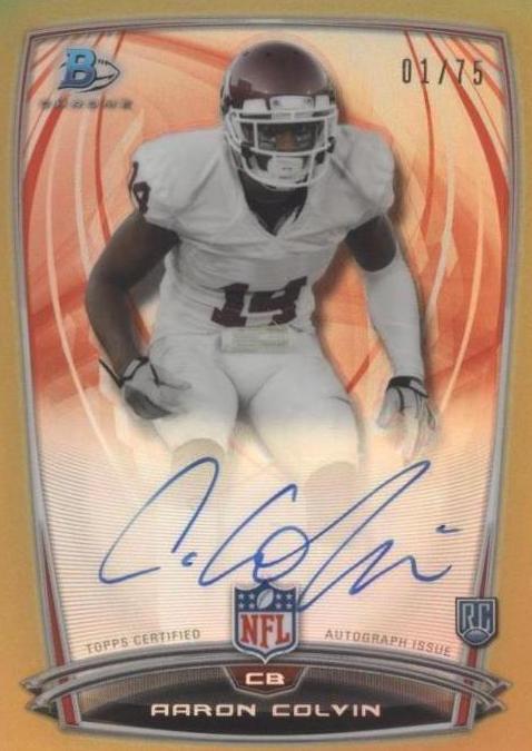 2014 Bowman - Rookie Chrome Refractor Autograph Aaron Colvin #17 Gold ...