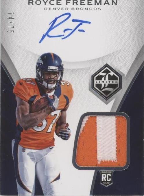 2018 Panini Limited - Rookie Patch Autograph Royce Freeman #116 Silver ...