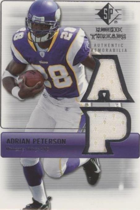 2007 SP Rookie Threads - Rookie Threads Adrian Peterson #RT-AP (MEM, RC ...