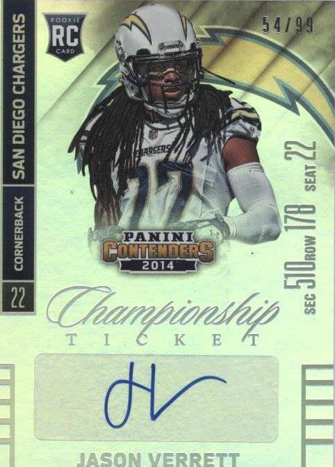 2014 Panini Contenders - Jason Verrett #139 Championship Ticket Sec Row ...