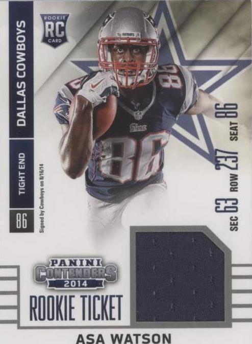 2014 Panini Contenders - Rookie Ticket Swatches Asa Watson #RTS-5 (MEM ...
