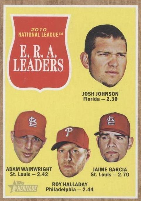 2011 Topps Heritage - League Leaders Roy Halladay, Adam Wainwright ...