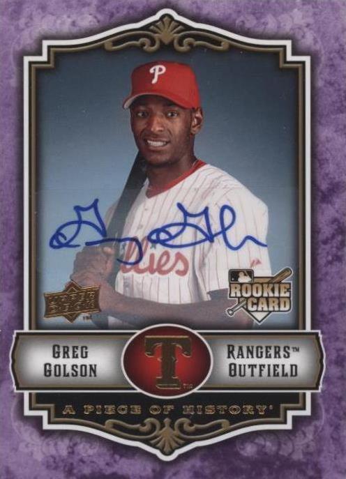 2009 Upper Deck A Piece of History - Greg Golson #119 Violet Autographs ...