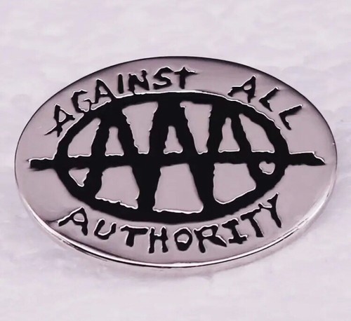Against All Authority Metal Enamel Pin Badge DIY Ska Punk Rock Anarcho ...