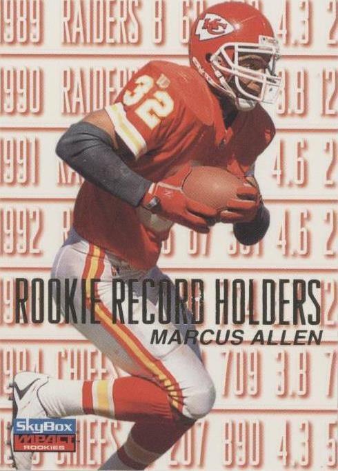 1996 Skybox Impact Rookies - Rookie Record Holders Marcus Allen #139 ...