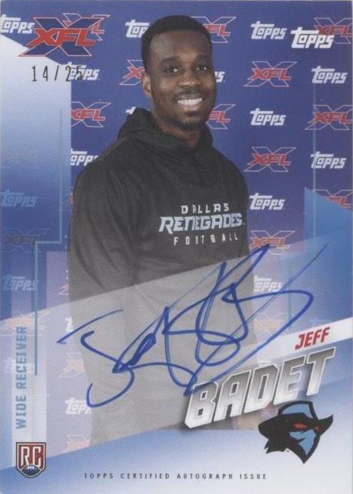 2020 Topps XFL - Autographs Blue #AU-JB Jeff Badet /25 (AU, RC) for ...