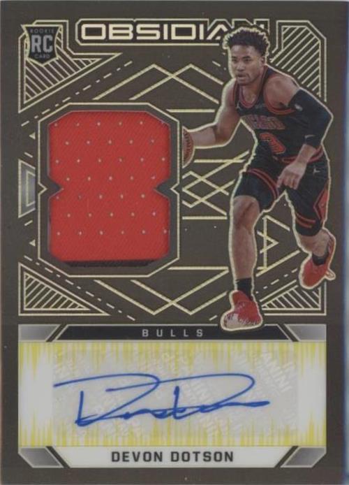 2020-21 Panini Obsidian - Rookie Jersey Autographs Electric Etch Yellow #203 Devon Dotson /10 ...