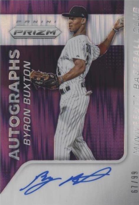 2015 Panini Prizm - Autographs Byron Buxton #34 Purple Flash Prizm /99 ...