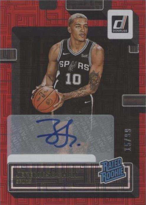 2022-23 Panini Donruss - Rated Rookie Jeremy Sochan #209 Choice Red ...