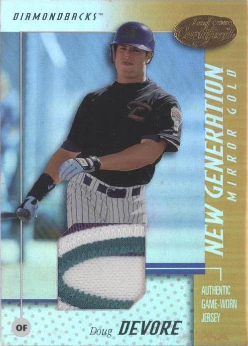2002 Leaf Certified - New Generation Rookie Mirror Gold Materials #180 Doug DeVore /25 (MEM, RC ...