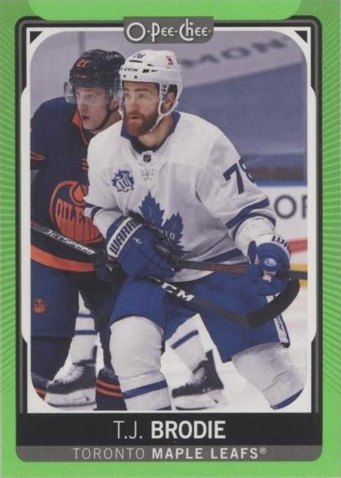2021-22 O-Pee-Chee - Neon Green Border #350 T.J. Brodie /50 for sale ...