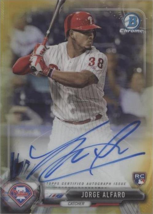 2017 Bowman - Chrome Rookie Autographs Jorge Alfaro #CRA-JA Gold Refractor /50 (AU, RC) for sale ...