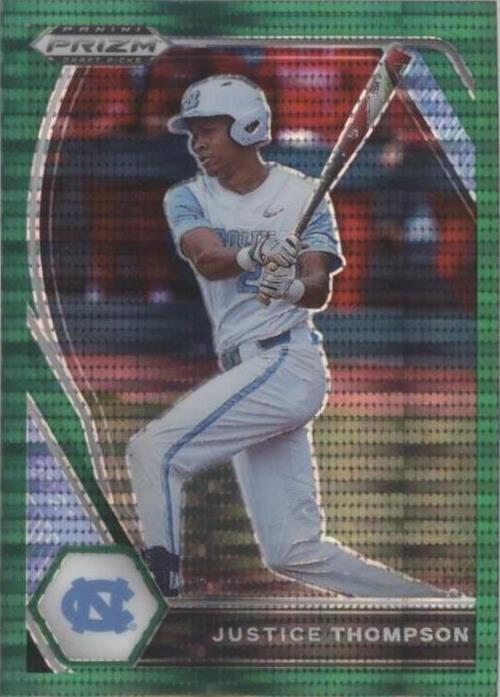 2021 Panini Prizm Draft Picks - Justice Thompson #PDP180 Green Pulsar ...