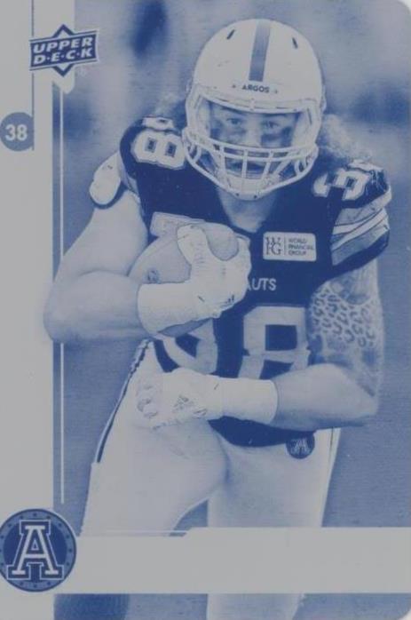2018 Upper Deck CFL - Printing Plate Cyan #63 Declan Cross /1 (RC) for ...