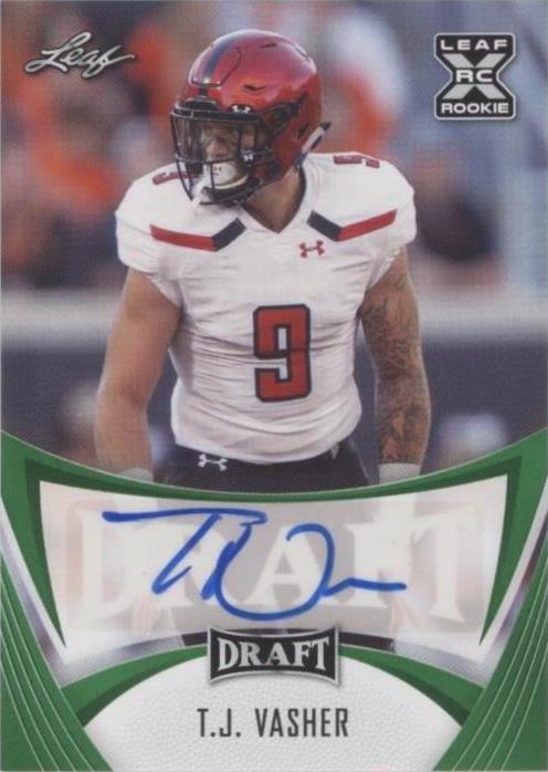 2021 Leaf Draft - Autographs Green #BA-TJV T.J. Vasher (AU, RC) for ...