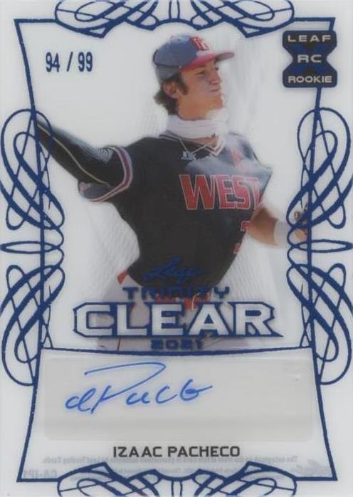 2021 Leaf Trinity - Clear Autographs Platinum #CA-IP1 Izaac Pacheco /99 ...