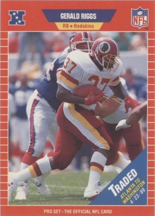 1989 Pro Set - Gerald Riggs #483 Traded Banner on Front for sale online ...