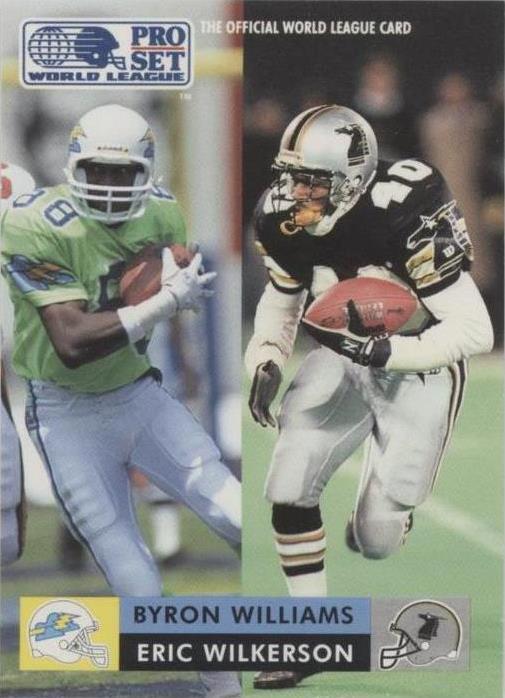 1991 Pro Set WLAF - Yellow stats on back #24 Eric Wilkerson, Byron ...