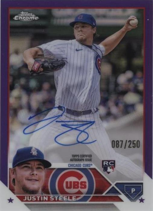 2023 Topps Chrome - Rookie Autographs Justin Steele #RA-JST Purple ...