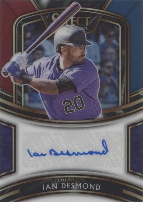 2021 Panini Select - Signatures Ian Desmond #S-ID Tri-Color Prizm /49 ...