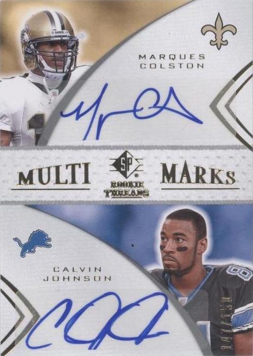 2008 SP Rookie Threads - Multi-Marks Dual #MMD-28 Calvin Johnson ...