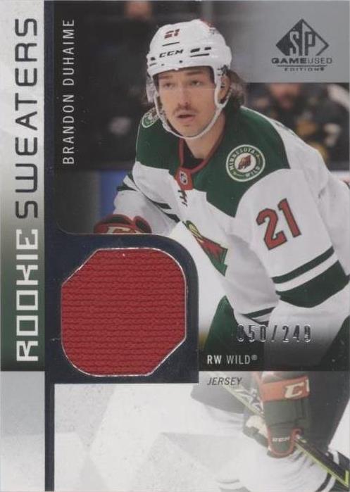 2021-22 Upper Deck SP Game Used - Rookie Sweaters #RS-BD Brandon Duhaime /249 (MEM, RC) for sale ...
