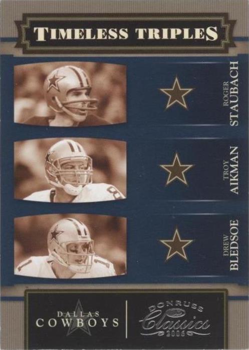 2006 Donruss Classics - Timeless Triples Silver #TT-5 Troy Aikman, Drew ...