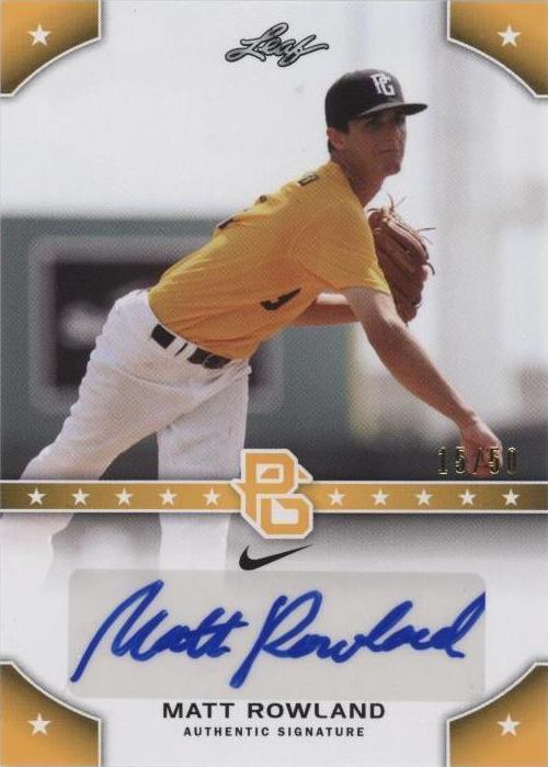 2015 Leaf Perfect Game National Showcase - Autographs Gold #PG-MR1 Matt Rowland /50 (AU, RC) for ...
