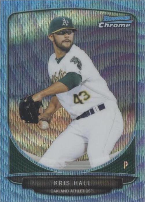 2013 Bowman - Prospects Chrome Kris Hall #BCP40 Blue Wave Refractor (RC ...