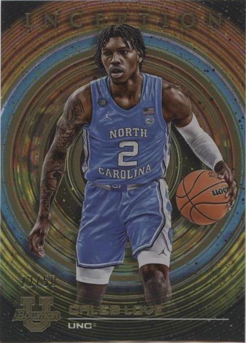 2022-23 Bowman Inception University - Caleb Love #51 Gold Foil V1 /50 ...