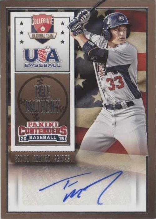 2015 Panini Contenders - USA Baseball Ticket #44 Tate Matheny (AU, RC ...