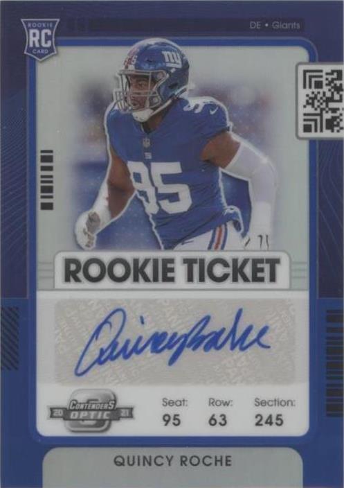 2021 Panini Contenders Optic - Rookie Ticket Autograph Quincy Roche ...