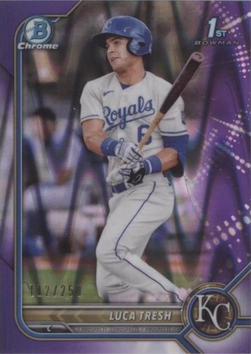 2022 Bowman - Chrome Prospects Luca Tresh #BCP-136 Purple Raywave ...