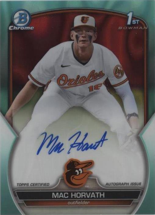 2023 Bowman Draft - Chrome Prospect Autographs Mac Horvath #CDA-MH Aqua ...