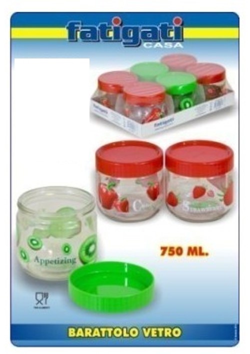 Set 6 Pezzi Barattoli Contenitori in Vetro Colorati Coperchio Plastica ...