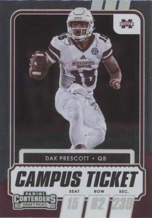 2021 Panini Contenders Draft Picks - Dak Prescott #24 Campus Ticket for ...
