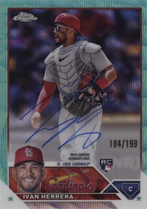 2023 Topps Chrome - Rookie Autographs Ivan Herrera #RA-IH Aqua Wave Refractor /199 (AU, RC) for ...