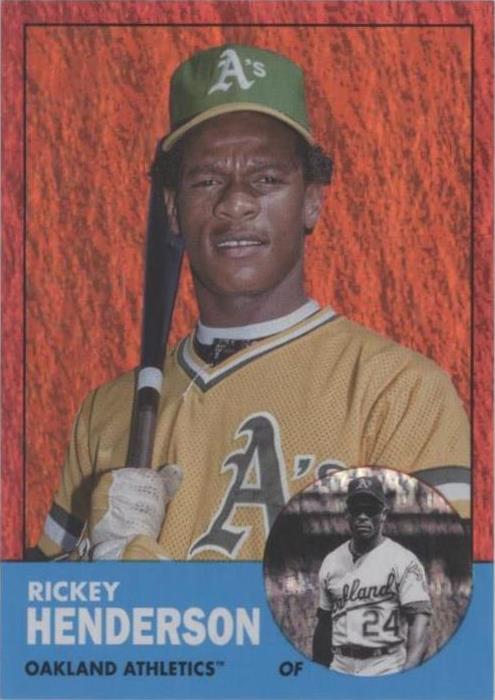2022 Topps Archives - 1963 Topps Design Red Hot Foil #63 Rickey Henderson /50 for sale online | eBay