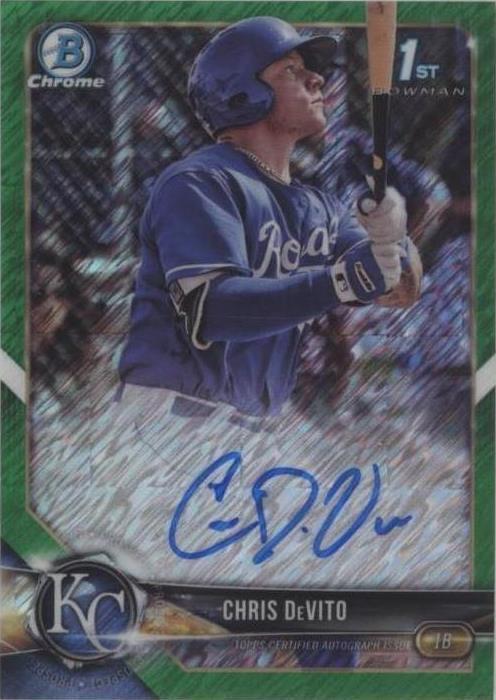 2018 Bowman Chrome - Prospect Autographs Chris DeVito #CPA-CD Green Shimmer Refractor /99 (AU ...