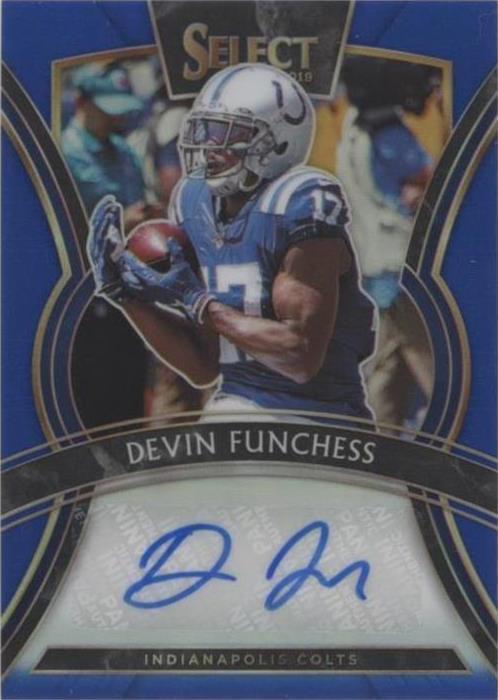 2019 Panini Select - Signatures Devin Funchess #SP-DF Blue Prizm /49 ...