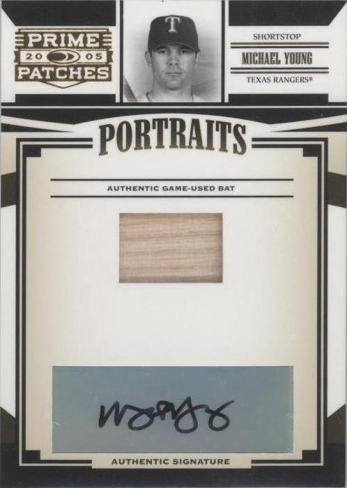 2005 Donruss Prime Patches - Portraits Michael Young #P-21 Bat Signatures /150 (AU, MEM) for ...