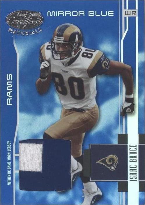 2003 Leaf Certified Materials - Mirror Blue Materials #117 Isaac Bruce ...