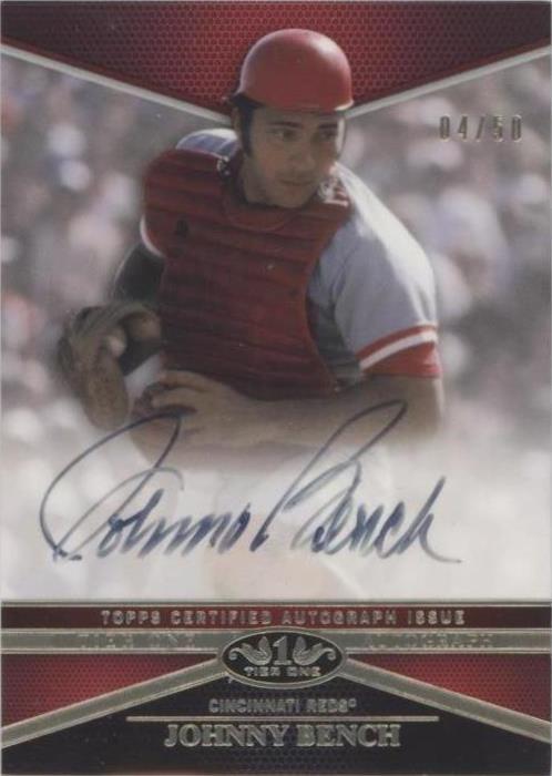 2012 Topps Tier One - Top Tier Autograph #TTA-JB Johnny Bench /50 (AU ...