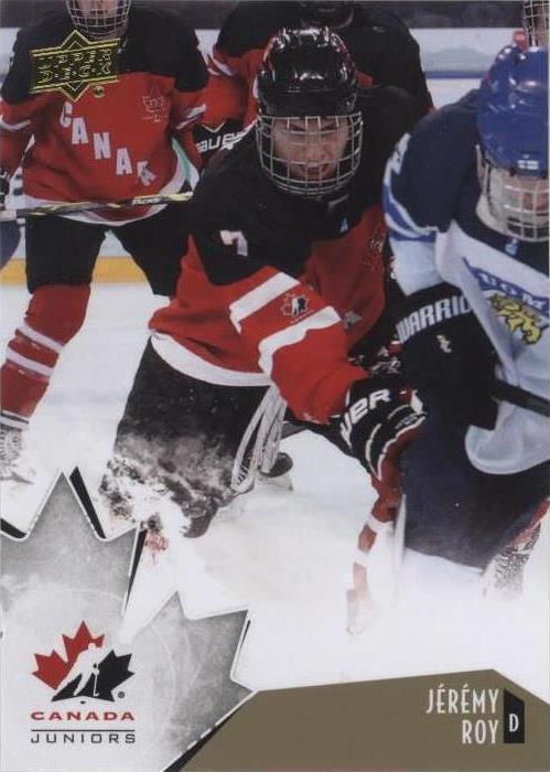 2015 Upper Deck Team Canada Juniors - Jeremy Roy #13 Gold (RC) for sale ...