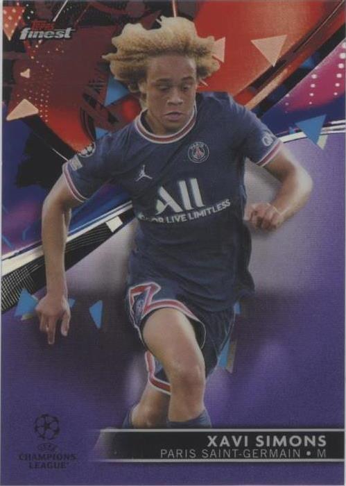 2021-22 Topps Finest UCL - Purple Refractor #82 Xavi Simons /299 for ...