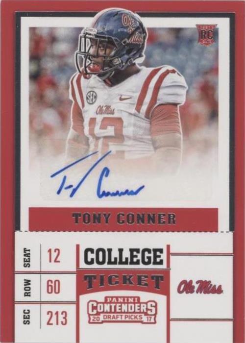 2017 Panini Contenders Draft Picks - College Ticket #286 Tony Conner ...
