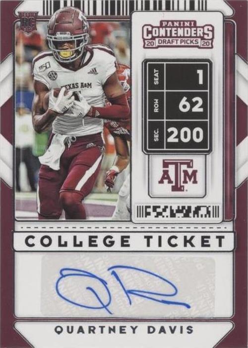 2020 Panini Contenders Draft Picks - College Ticket Autographs Quartney ...