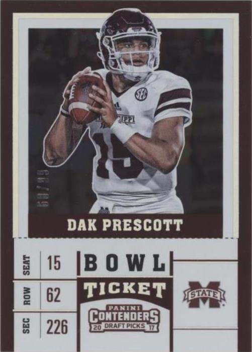 2017 Panini Contenders Draft Picks - Bowl Ticket #22 Dak Prescott /99 ...
