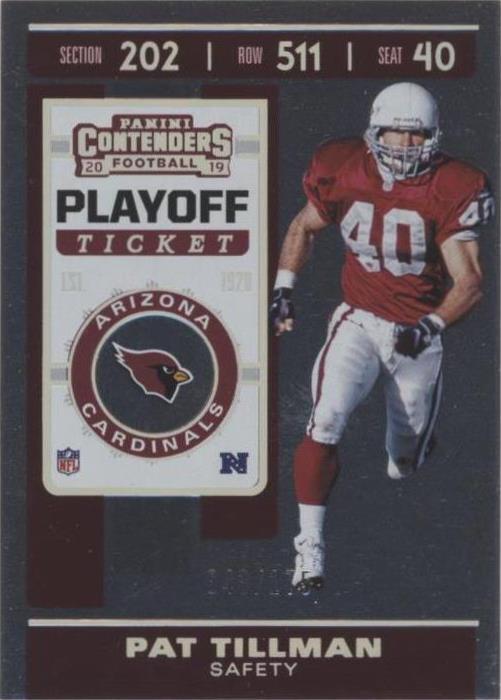 2019 Panini Contenders - Season Ticket Playoff Ticket #1 Pat Tillman ...