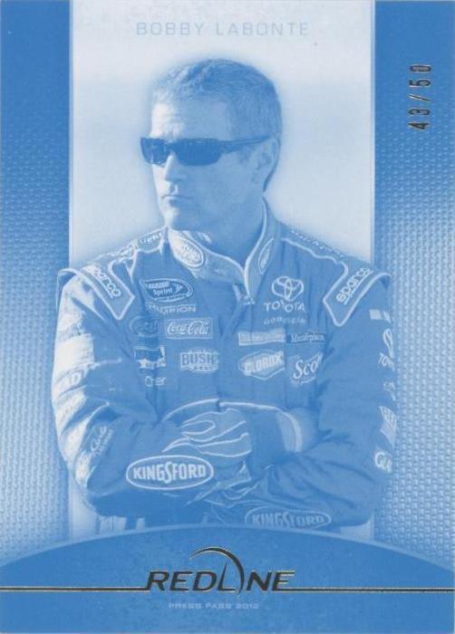 2012 Press Pass Redline - Bobby Labonte #22 Color Proof Cyan /50 for ...